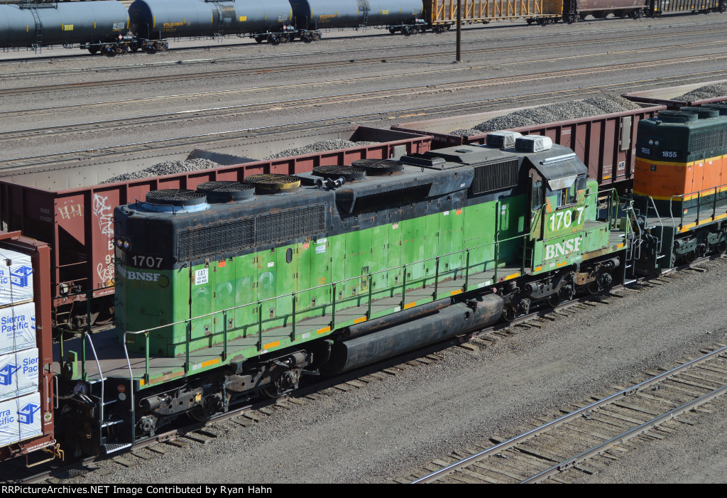 Ex BN SD40-2 6343 working Barstow Yard